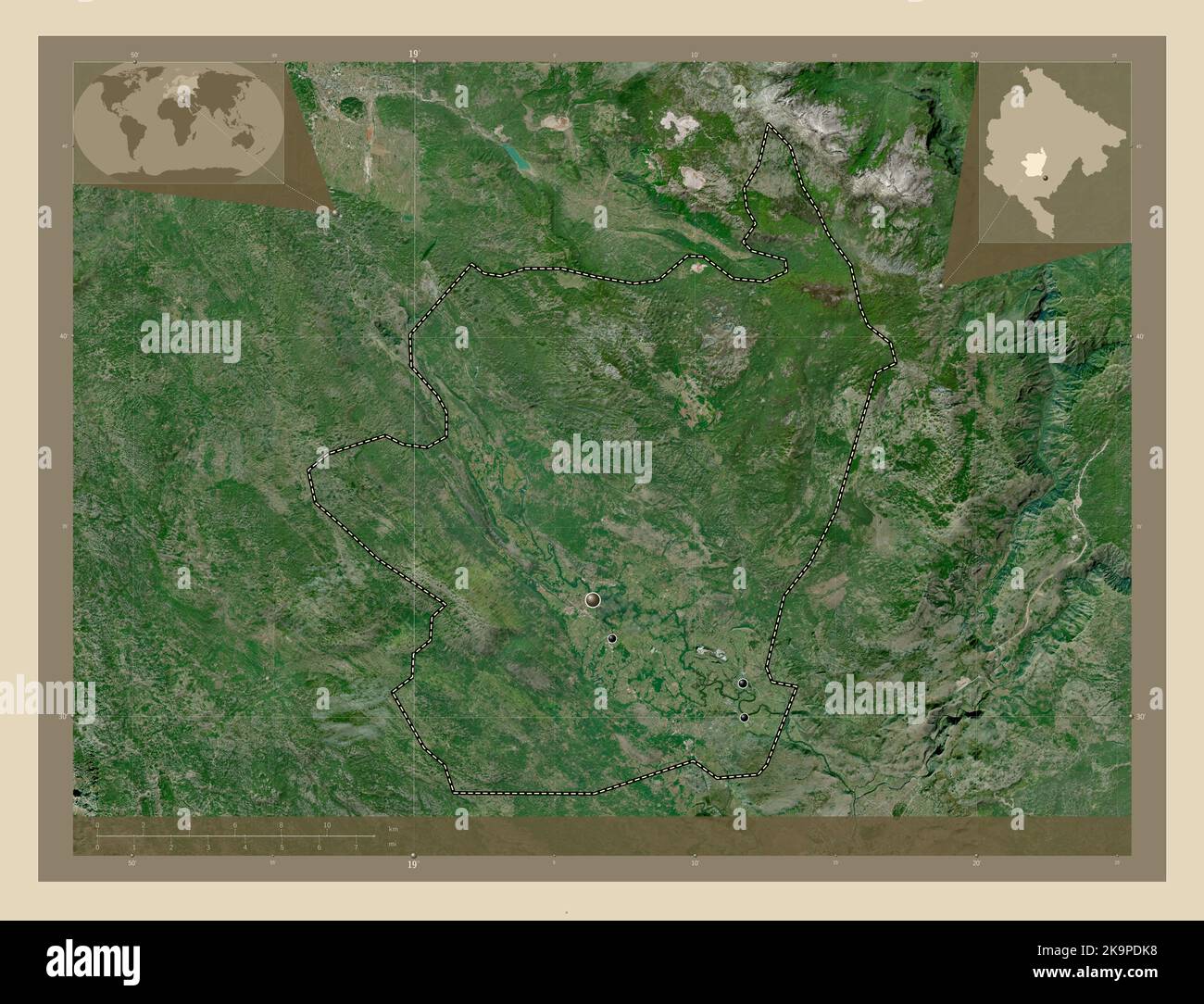 Danilovgrad, municipality of Montenegro. High resolution satellite map ...