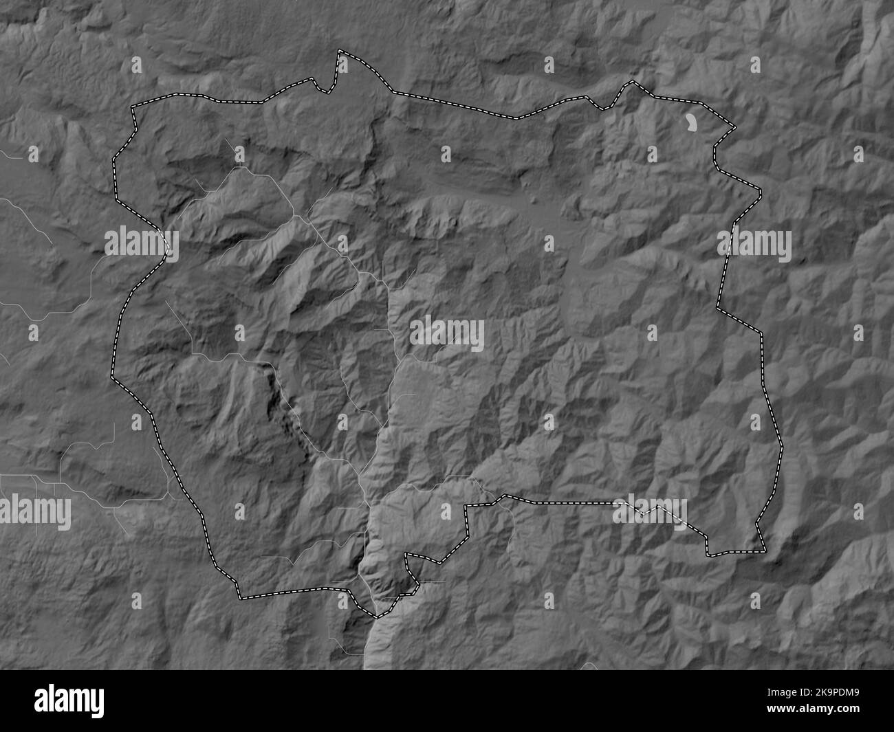 Kolasin, municipality of Montenegro. Grayscale elevation map with lakes ...