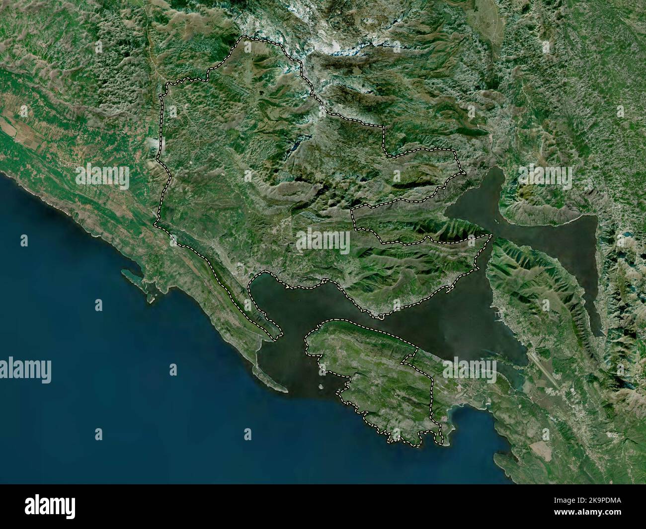 Herceg Novi, municipality of Montenegro. High resolution satellite map ...