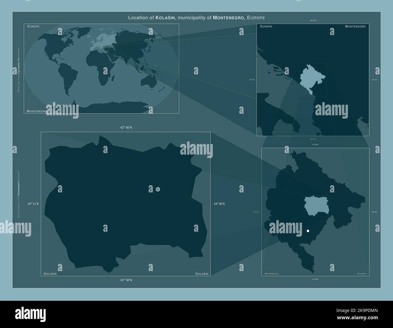 Kolasin, municipality of Montenegro. Diagram showing the location of ...