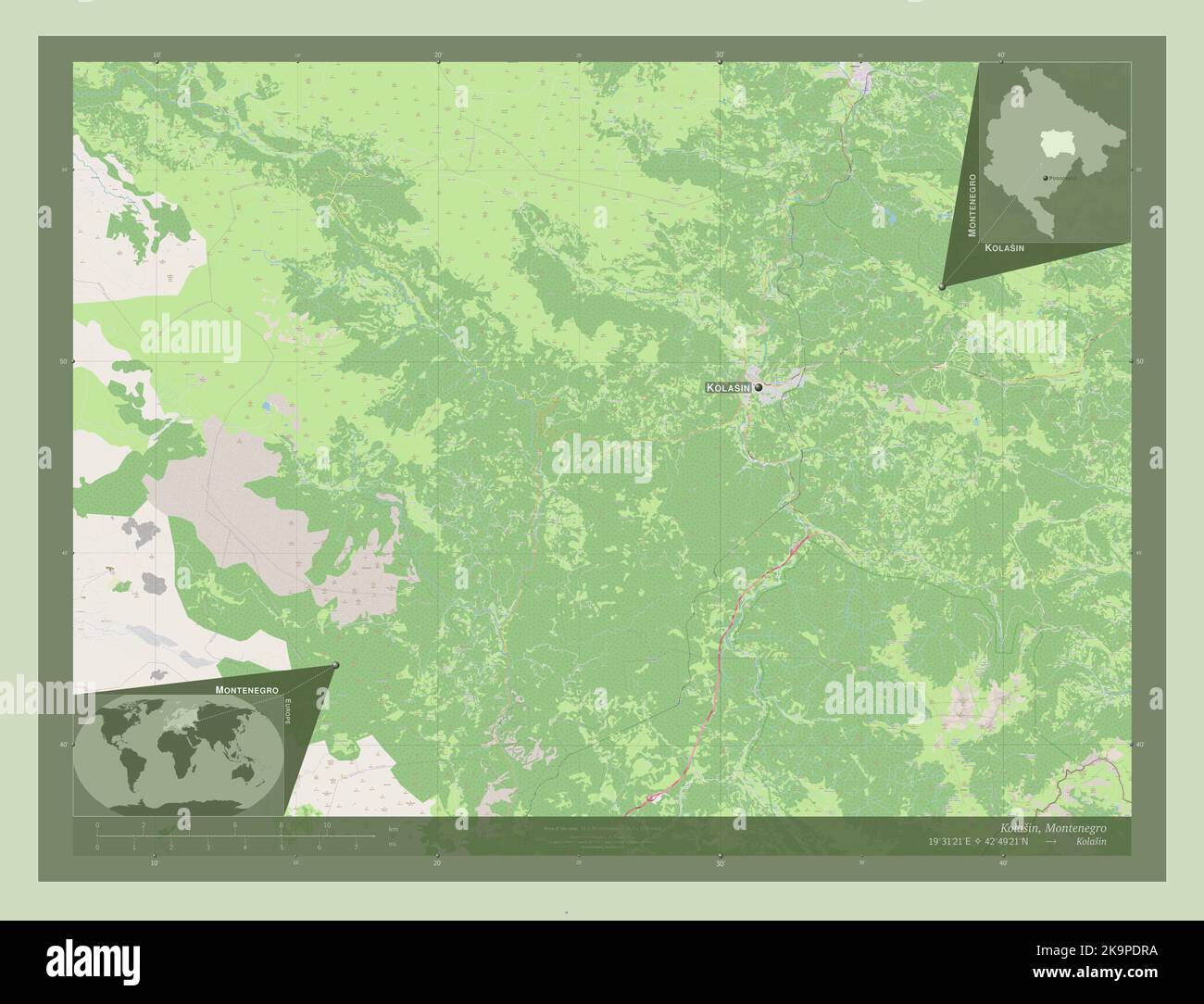Kolasin, municipality of Montenegro. Open Street Map. Locations and ...