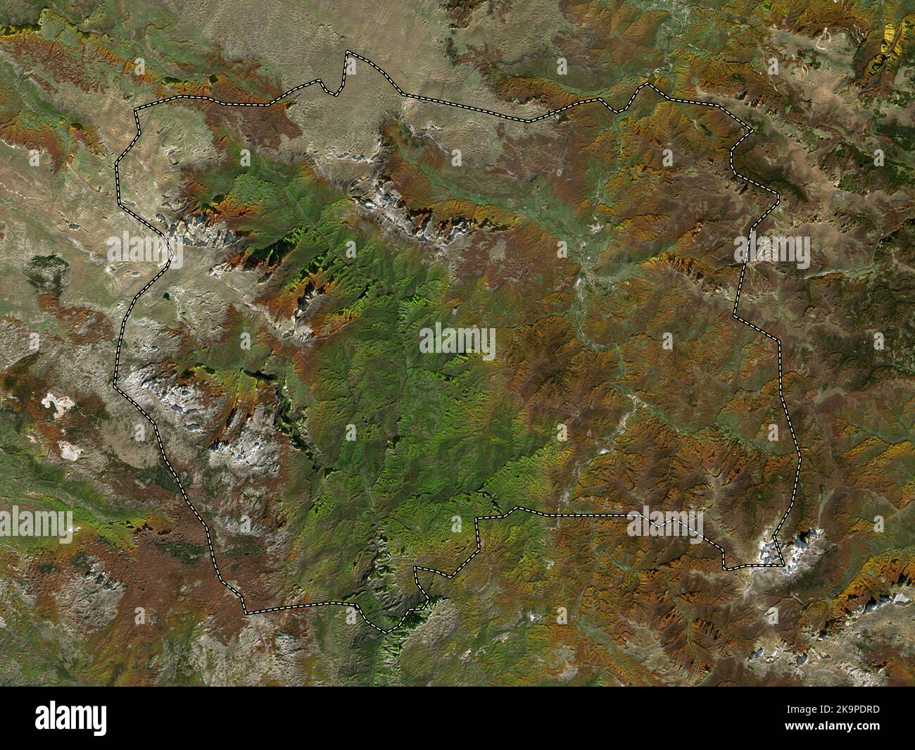 Kolasin, municipality of Montenegro. Low resolution satellite map Stock ...