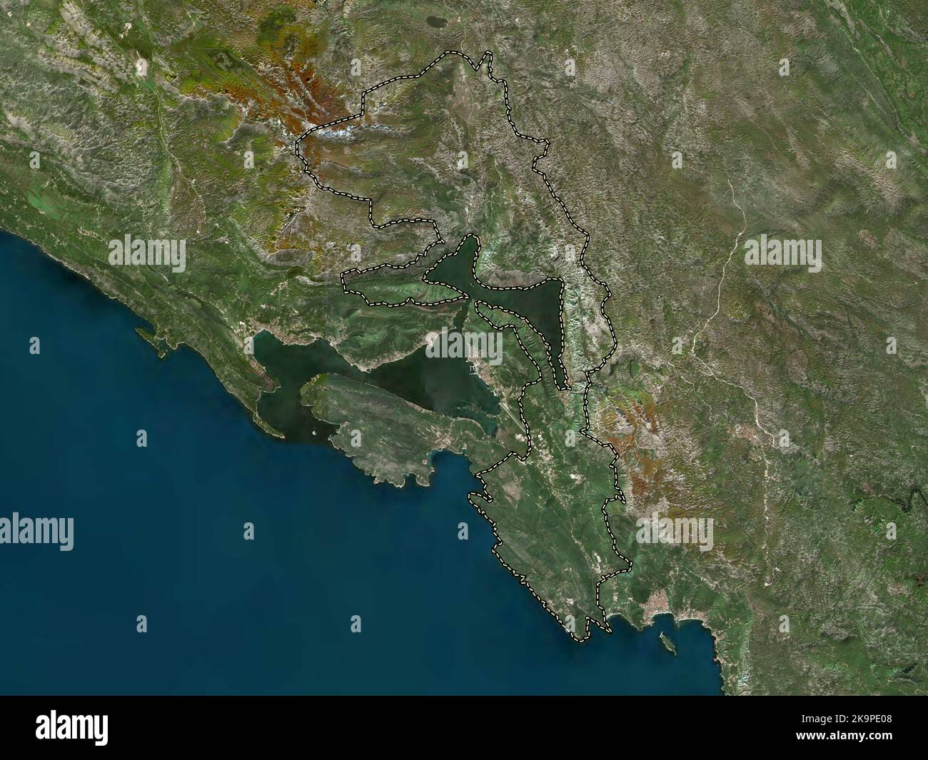 Kotor, municipality of Montenegro. Low resolution satellite map Stock ...