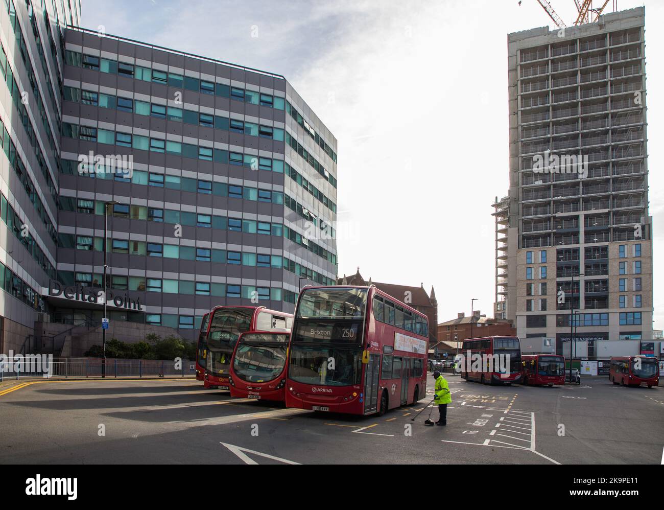 Sky Scrapers and Buses in Croyden London Stock Photo - Alamy