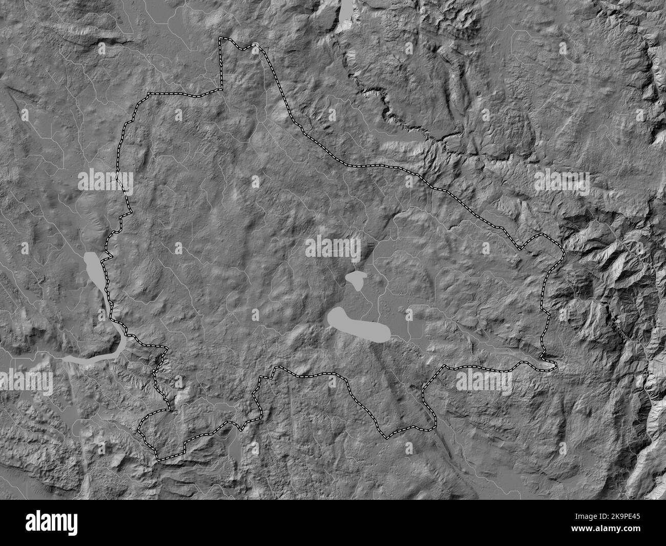 Niksic, municipality of Montenegro. Bilevel elevation map with lakes ...