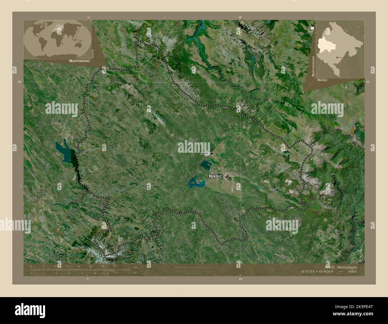 Niksic, municipality of Montenegro. High resolution satellite map ...
