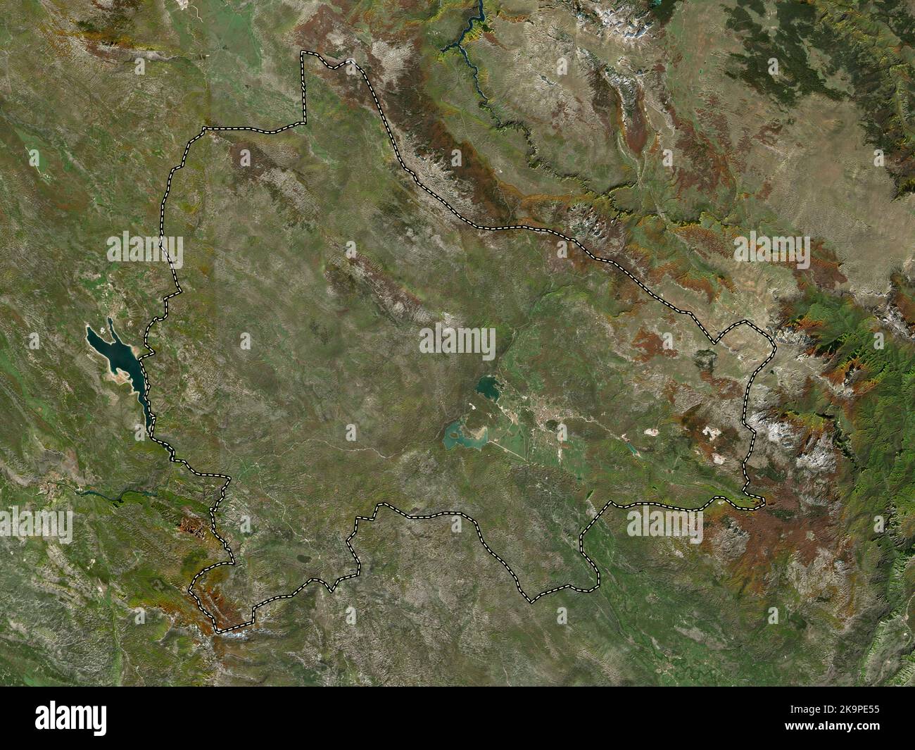 Niksic, municipality of Montenegro. Low resolution satellite map Stock ...