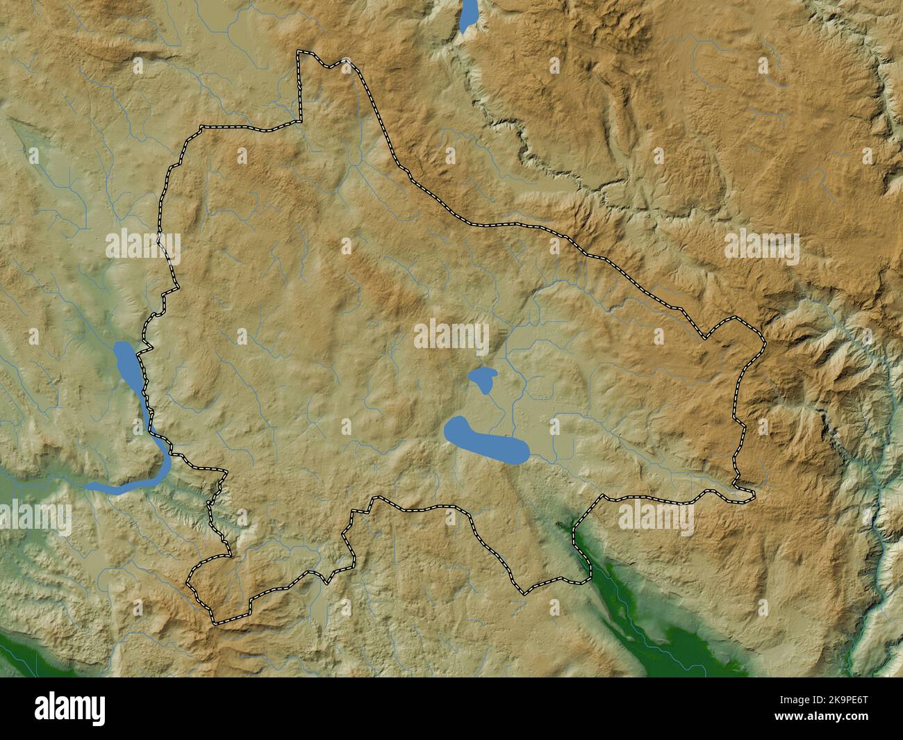 Niksic, municipality of Montenegro. Colored elevation map with lakes ...
