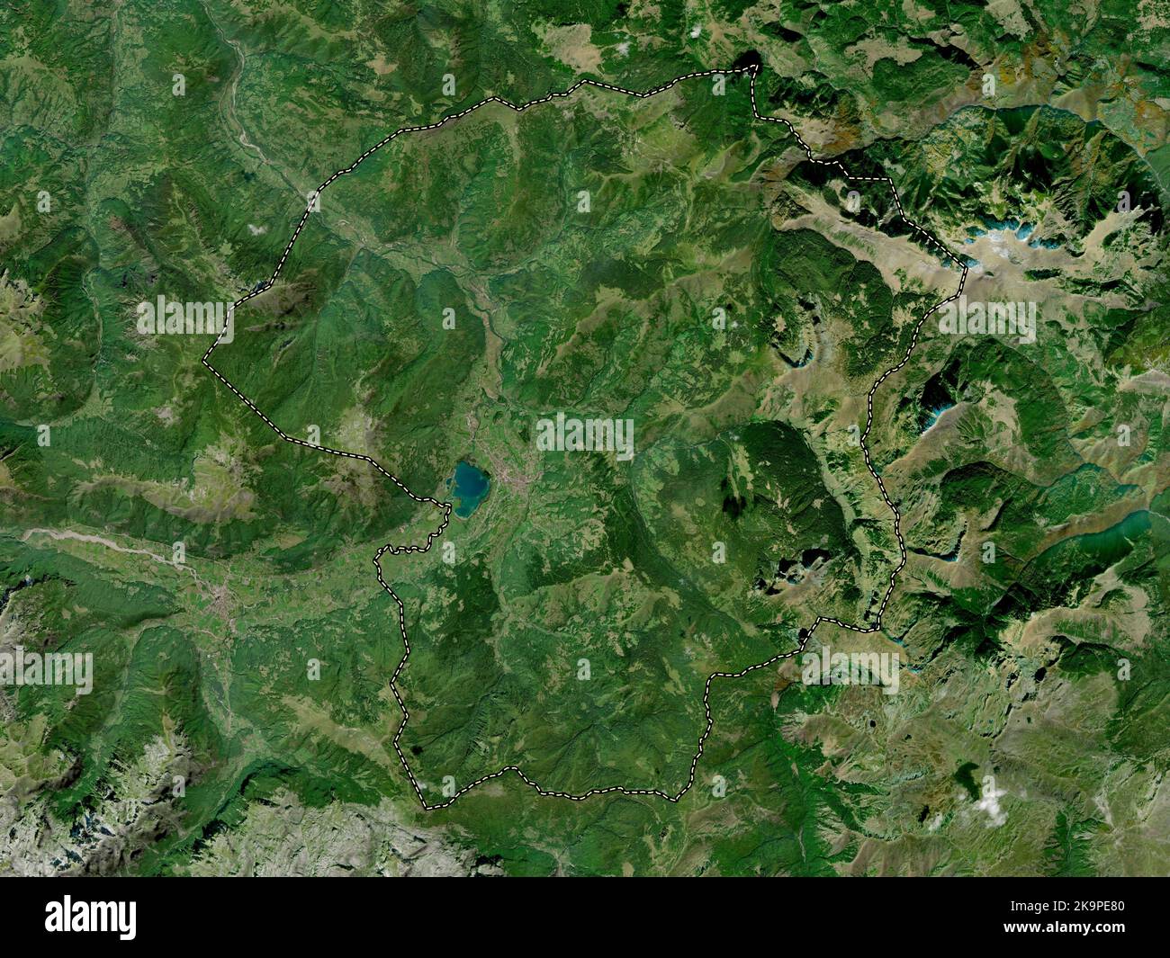 Plav, municipality of Montenegro. High resolution satellite map Stock ...