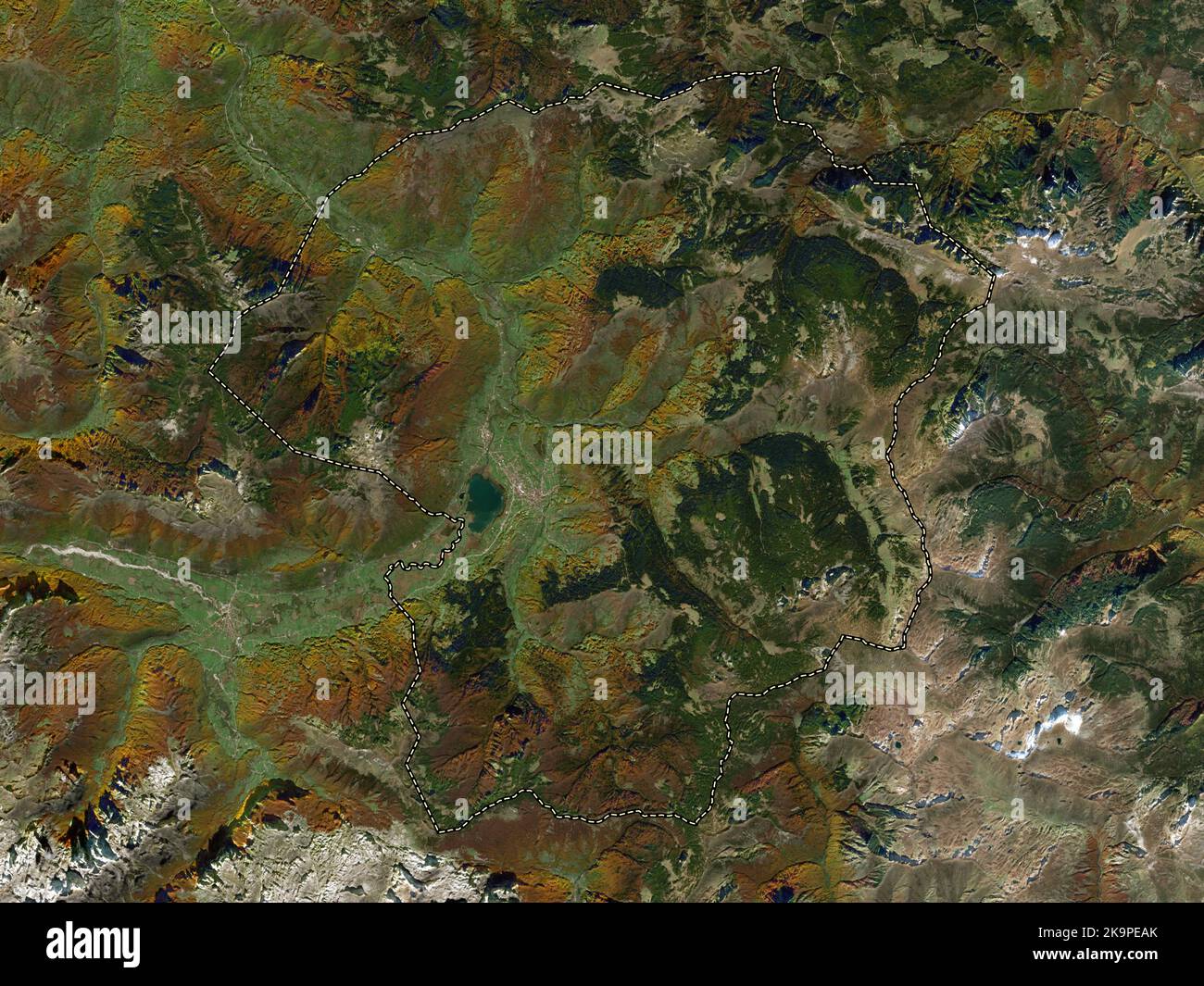 Plav, municipality of Montenegro. Low resolution satellite map Stock ...