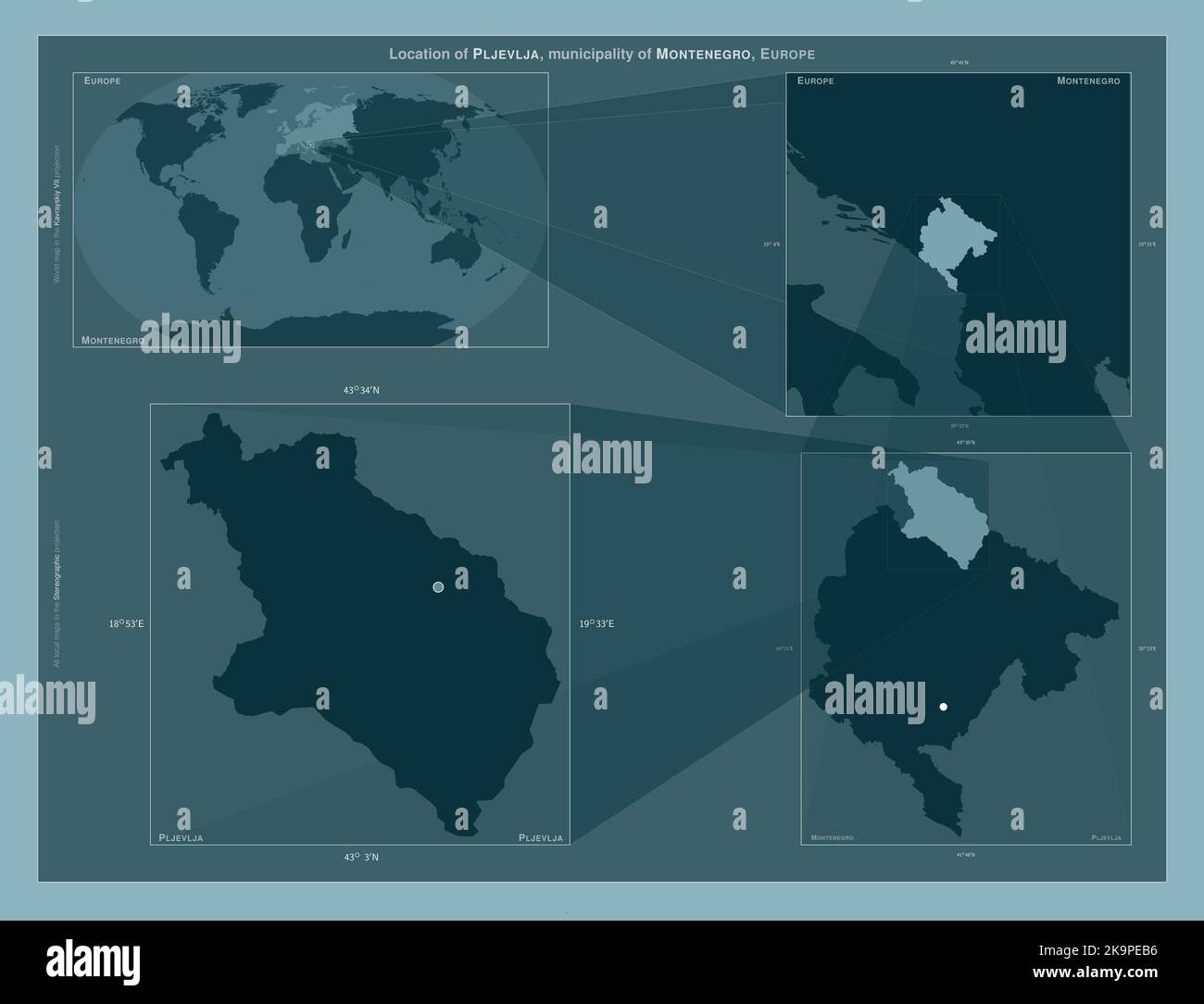 Pljevlja, municipality of Montenegro. Diagram showing the location of ...