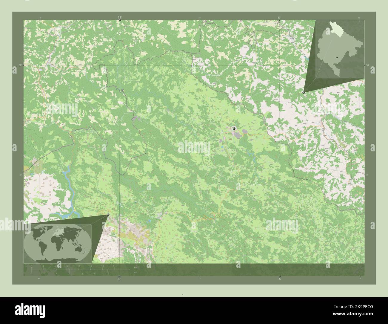 Pljevlja, municipality of Montenegro. Open Street Map. Locations of ...