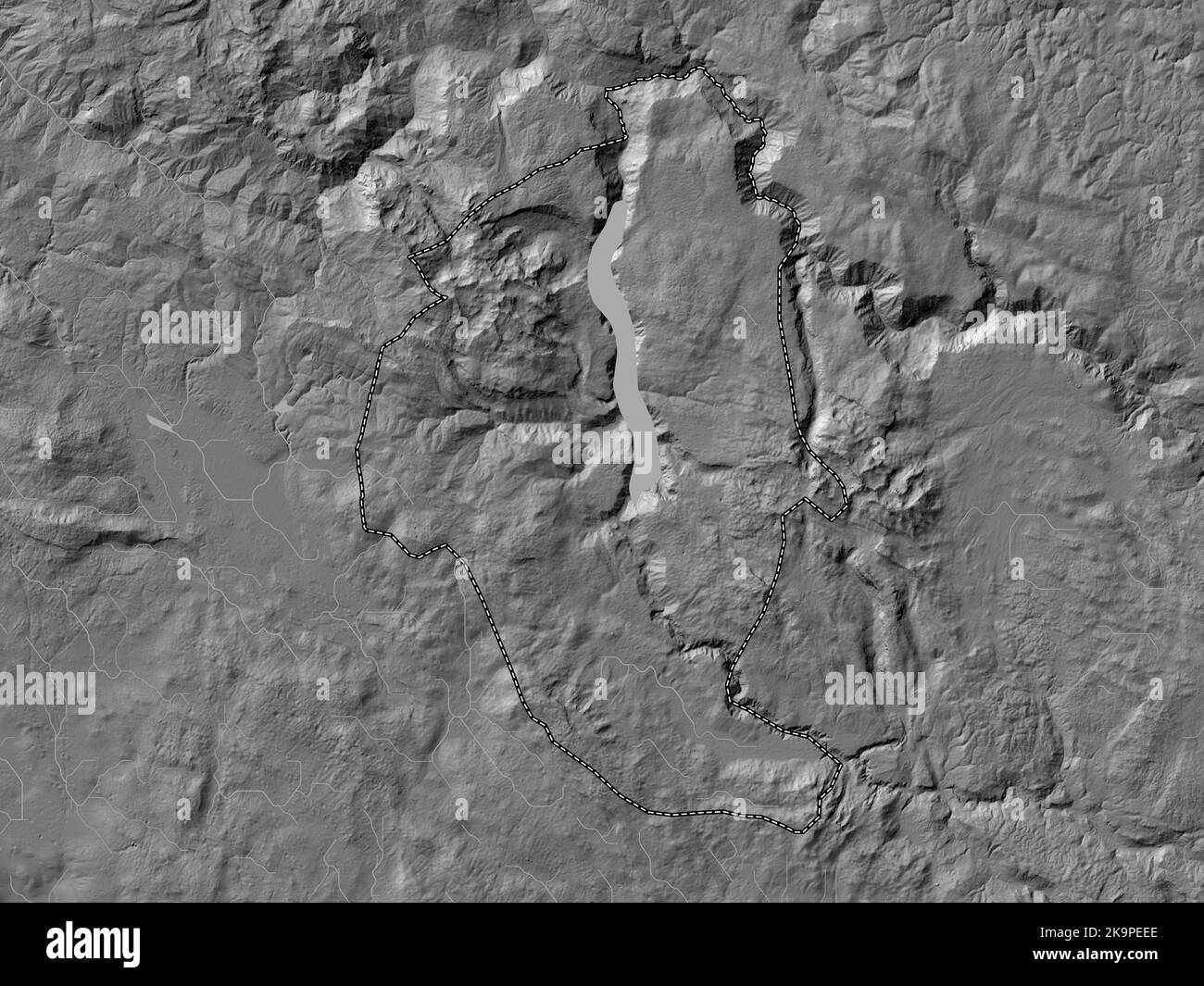Pluzine, municipality of Montenegro. Bilevel elevation map with lakes ...