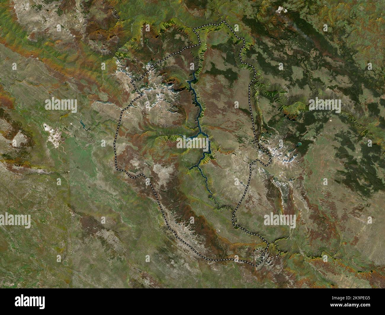 Pluzine, municipality of Montenegro. Low resolution satellite map Stock ...