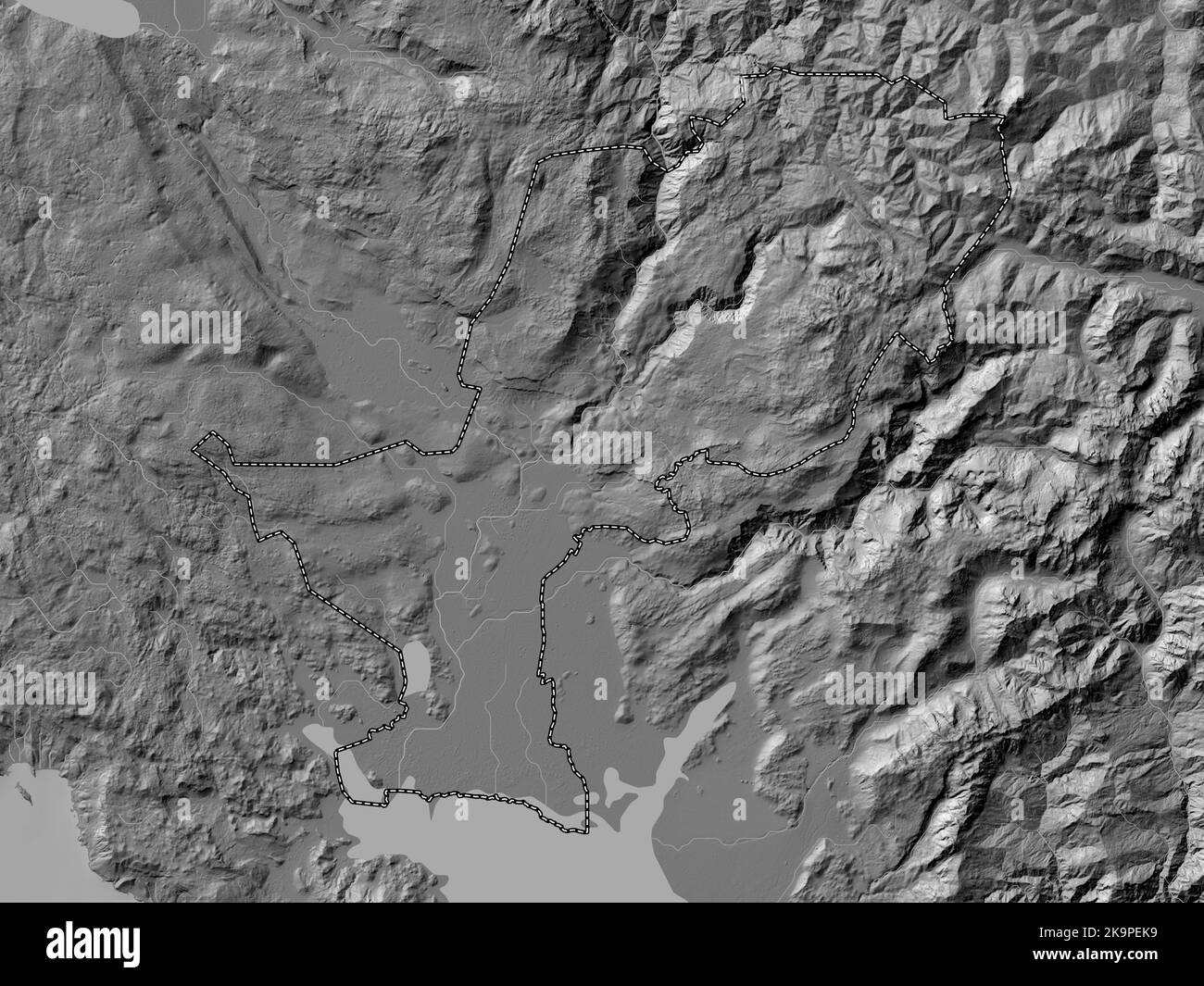 Podgorica, municipality of Montenegro. Bilevel elevation map with lakes ...