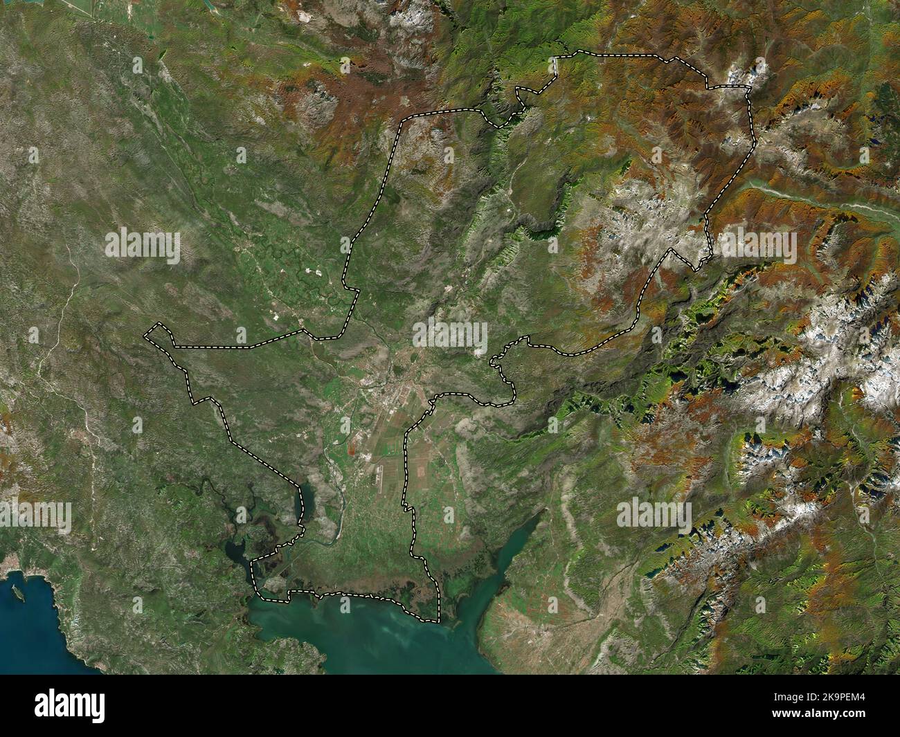 Podgorica, municipality of Montenegro. Low resolution satellite map ...