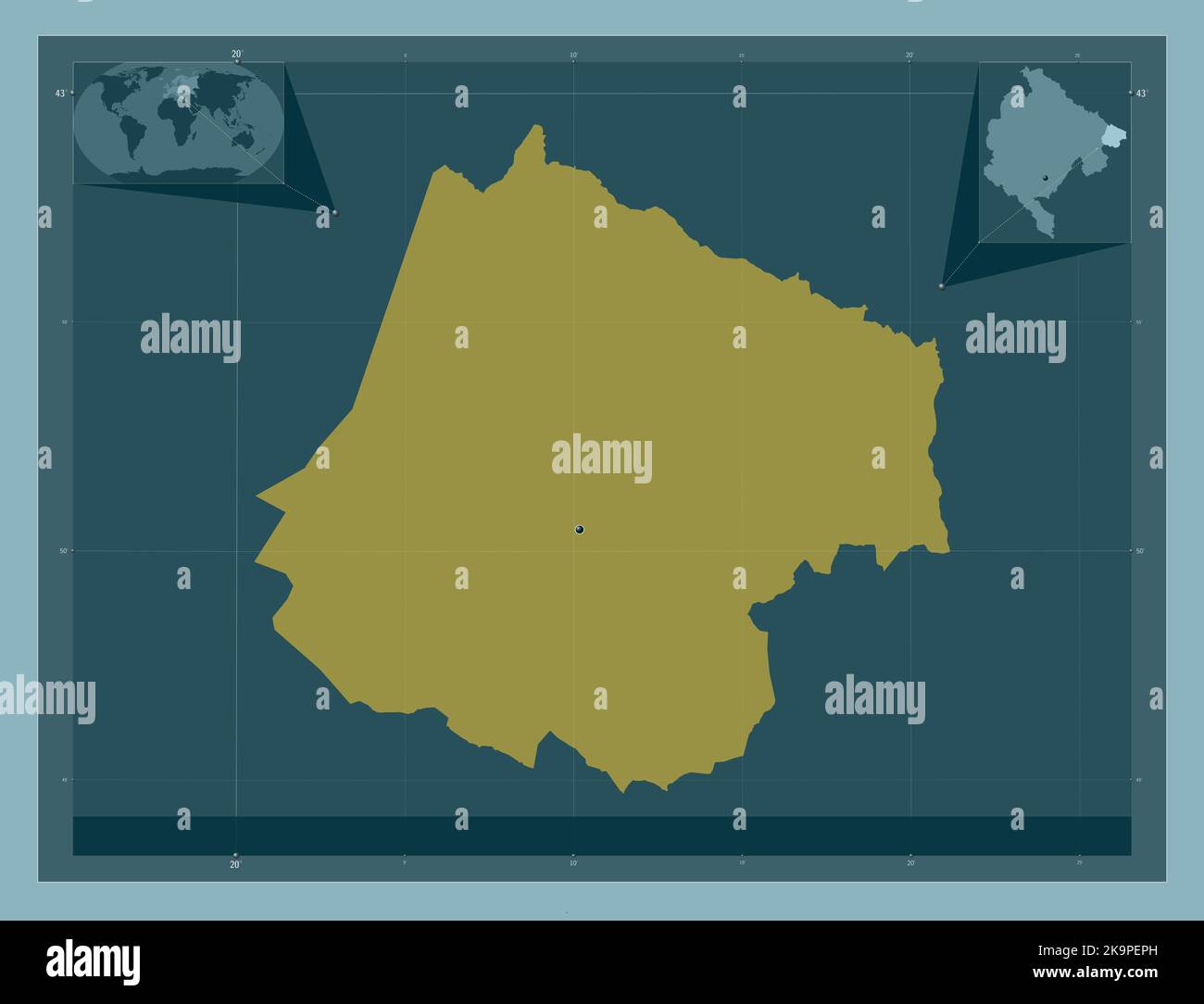 Rozaje, municipality of Montenegro. Solid color shape. Locations of ...