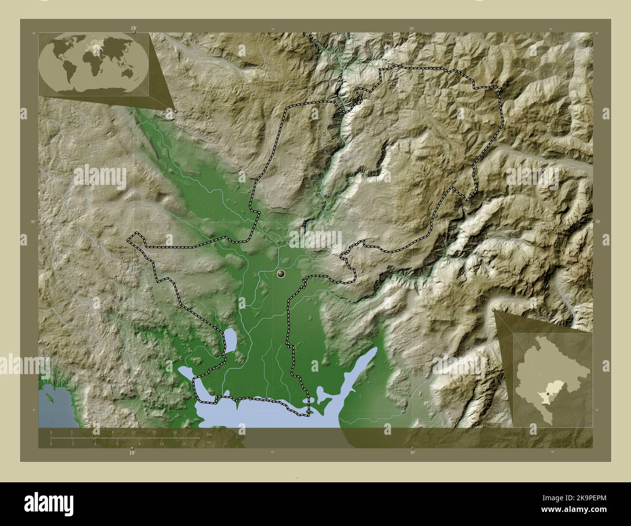 Podgorica, municipality of Montenegro. Elevation map colored in wiki ...