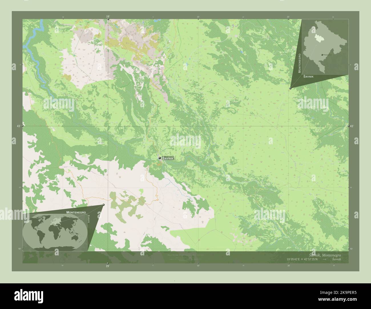 Savnik, municipality of Montenegro. Open Street Map. Locations and ...