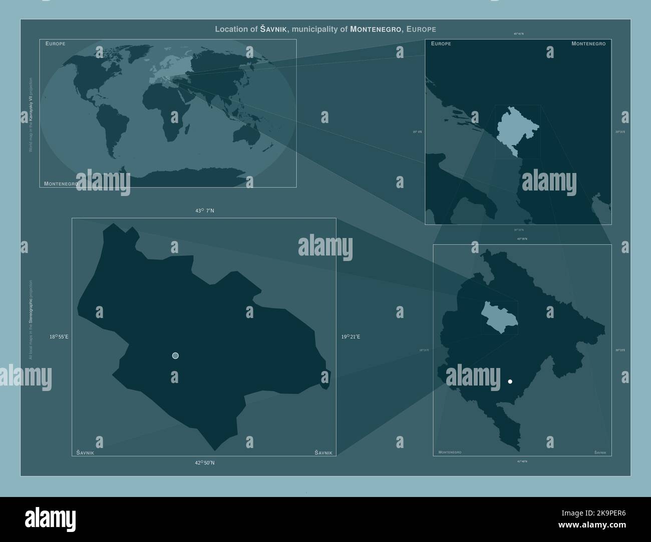 Savnik, municipality of Montenegro. Diagram showing the location of the ...