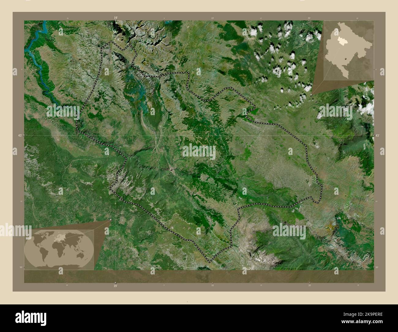 Savnik, municipality of Montenegro. High resolution satellite map ...