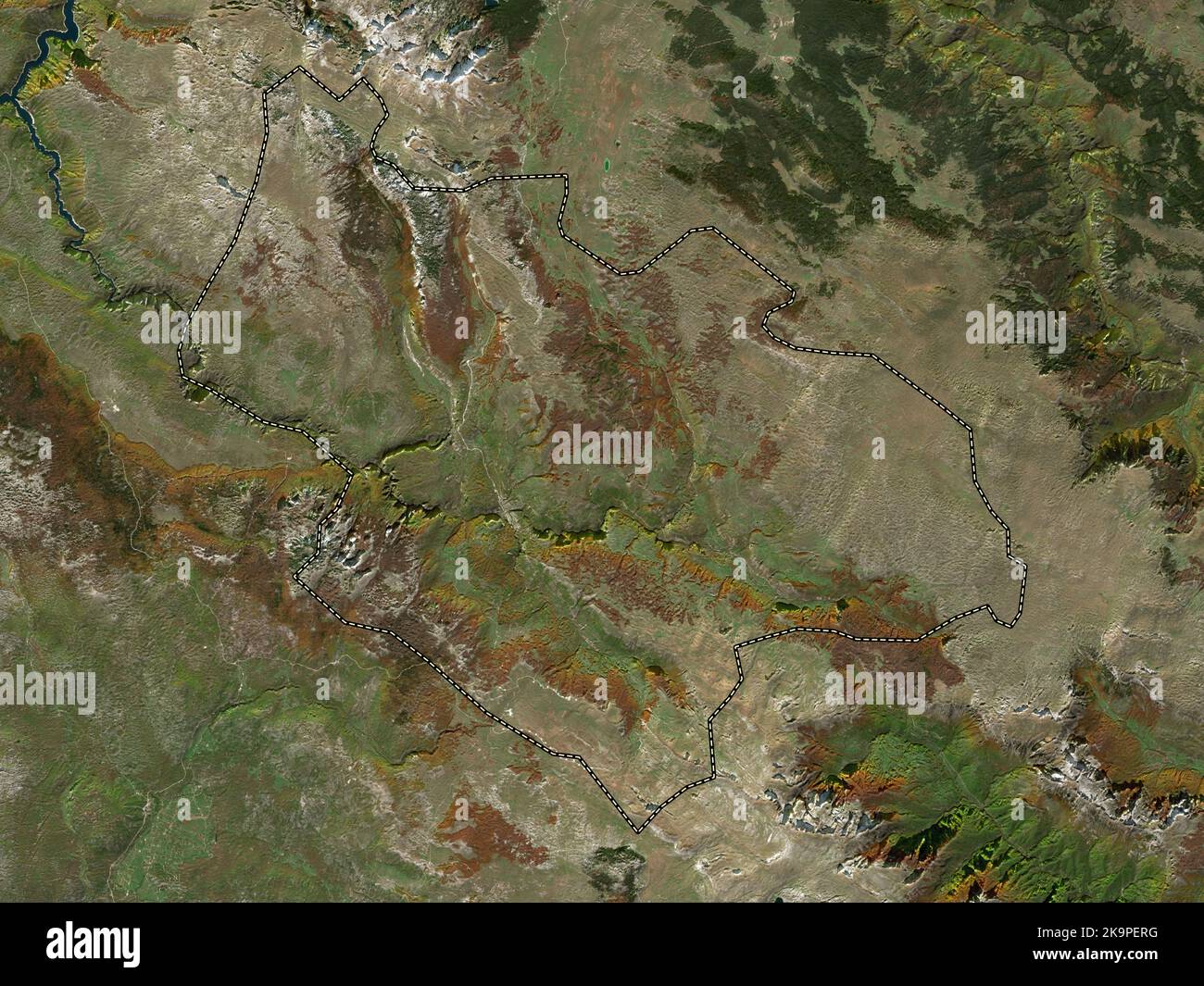 Savnik, municipality of Montenegro. Low resolution satellite map Stock ...