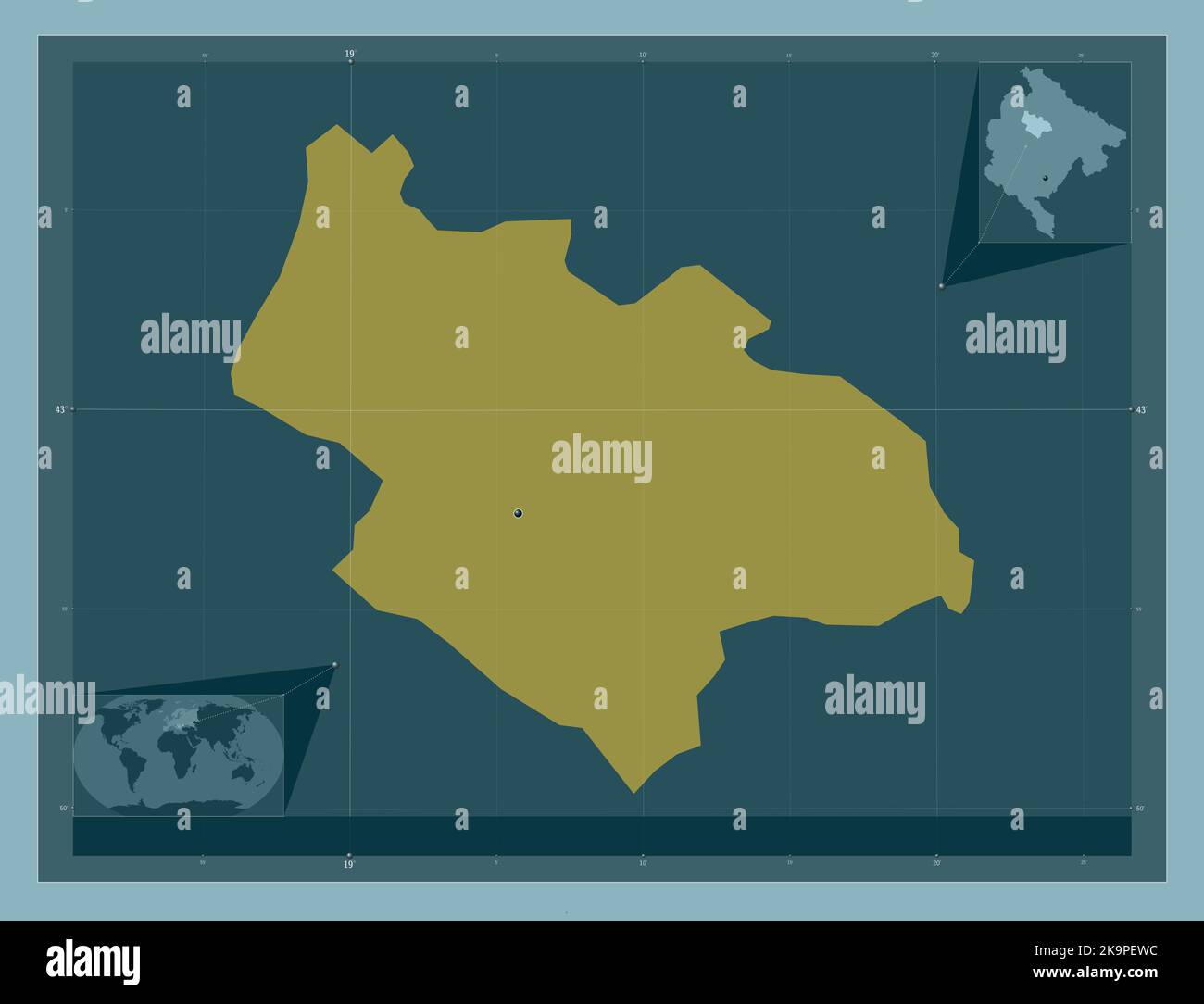 Savnik, municipality of Montenegro. Solid color shape. Corner auxiliary ...