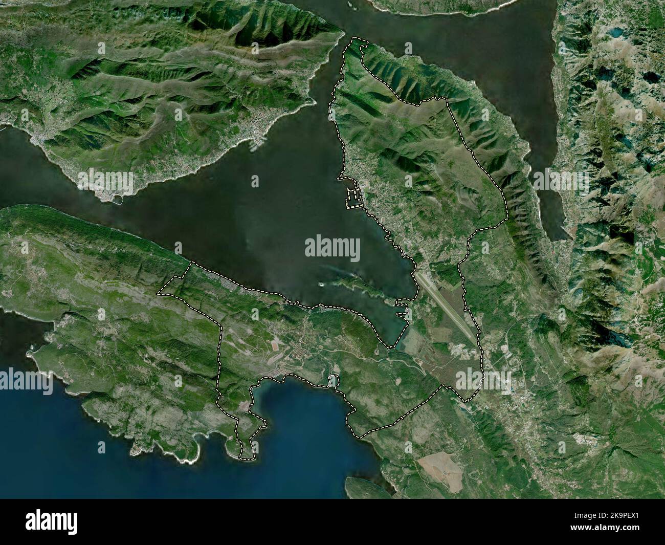 Tivat, municipality of Montenegro. High resolution satellite map Stock ...
