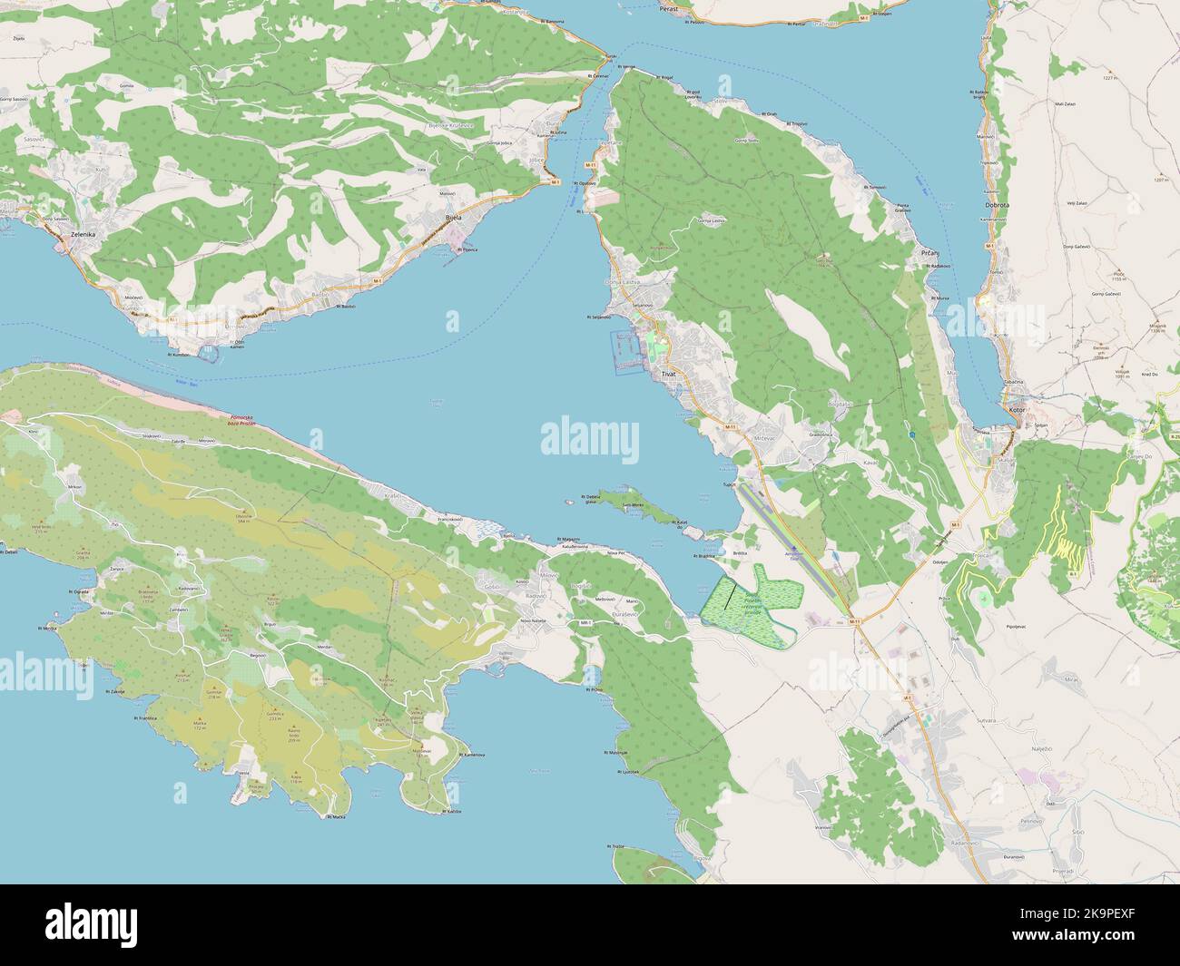 Tivat, municipality of Montenegro. Open Street Map Stock Photo - Alamy
