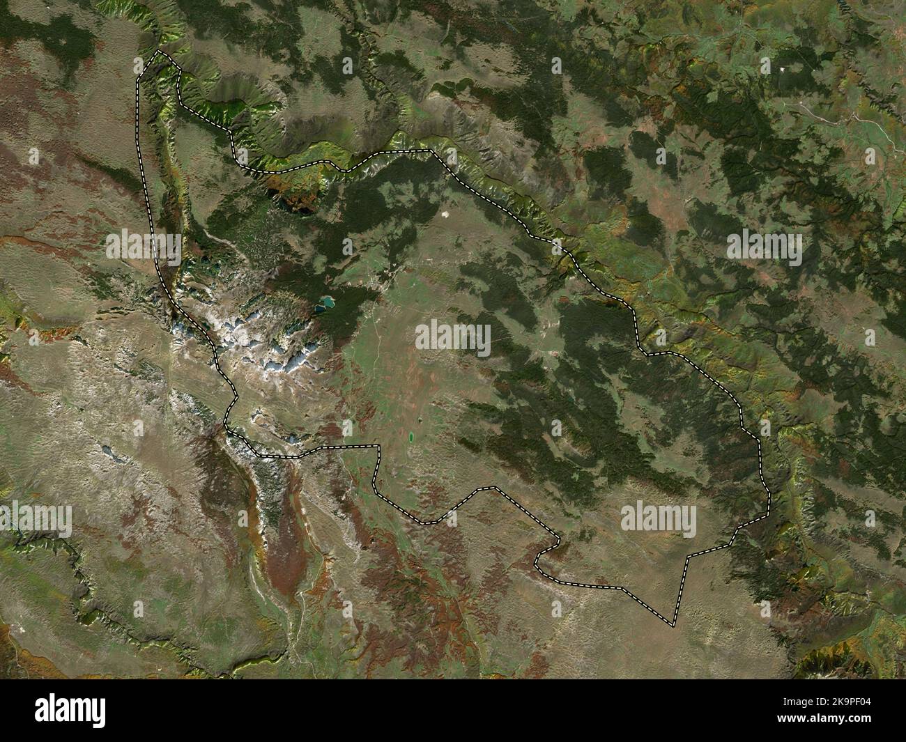 Zabljak, municipality of Montenegro. Low resolution satellite map Stock ...