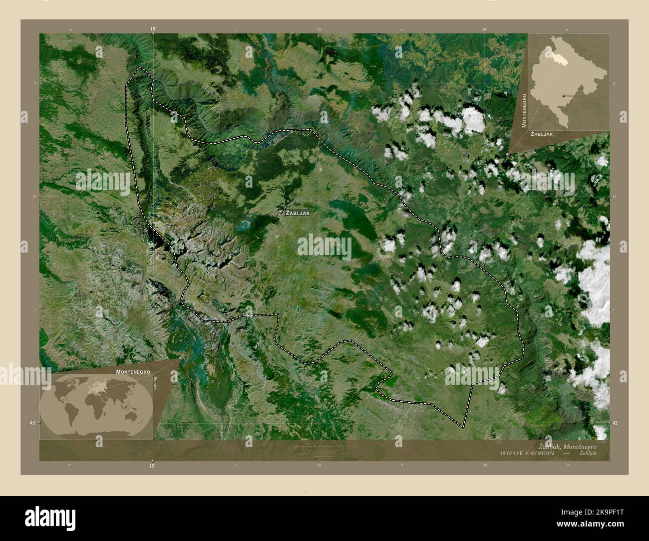 Zabljak, municipality of Montenegro. High resolution satellite map ...