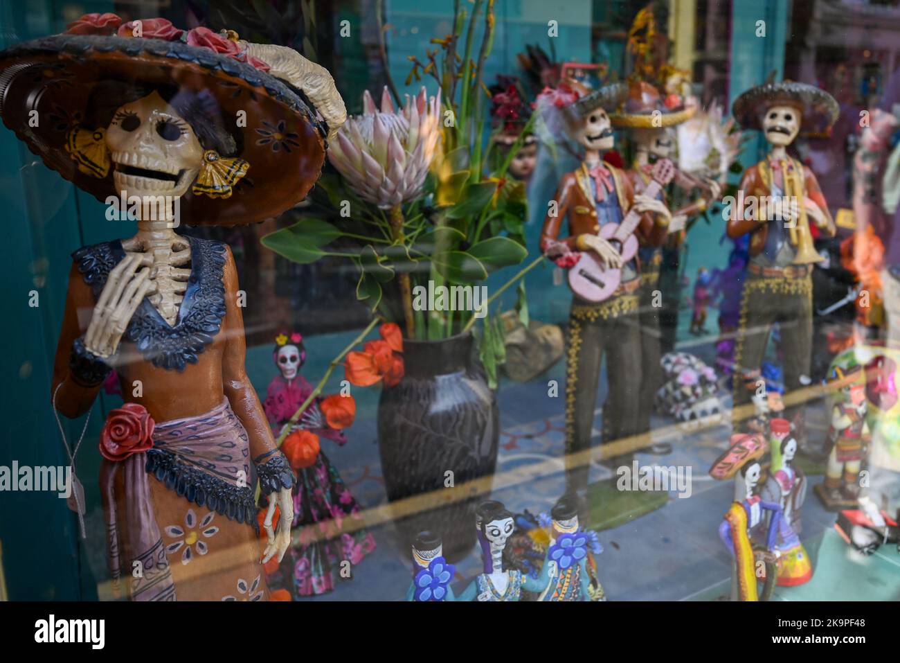 A close up of a shop window display during the Day of the Dead Event in ...