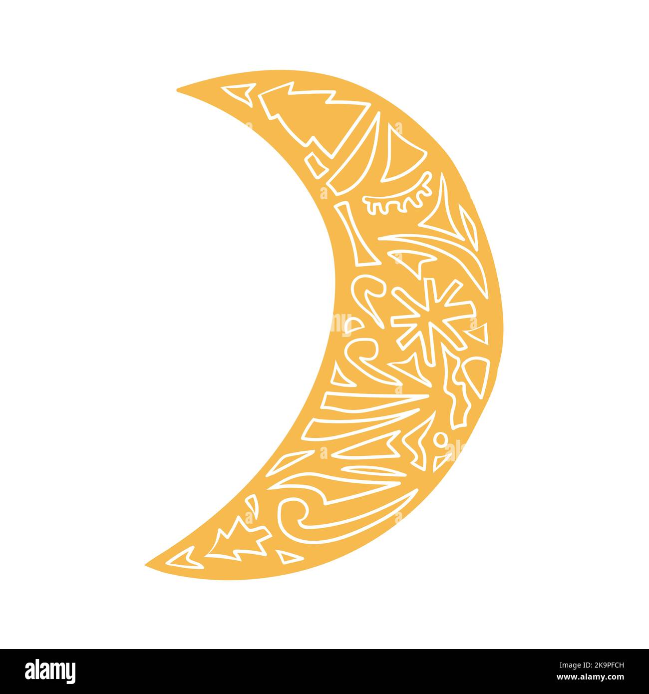 Vector image of moon in doodle style. Funny cartoon style illustration ...