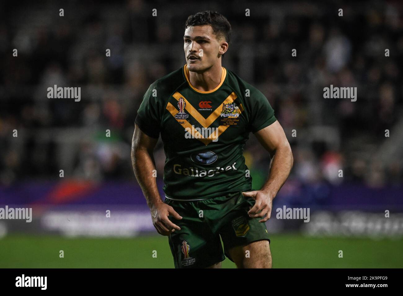 Nathan Cleary of Australia in action during the Rugby League World Cup ...