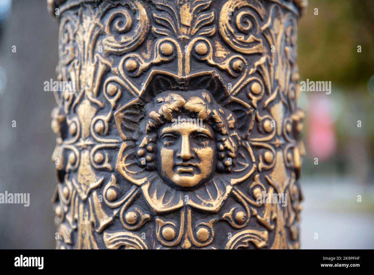 Detail of a street lamp post sculpture in the streets of Paris, France ...