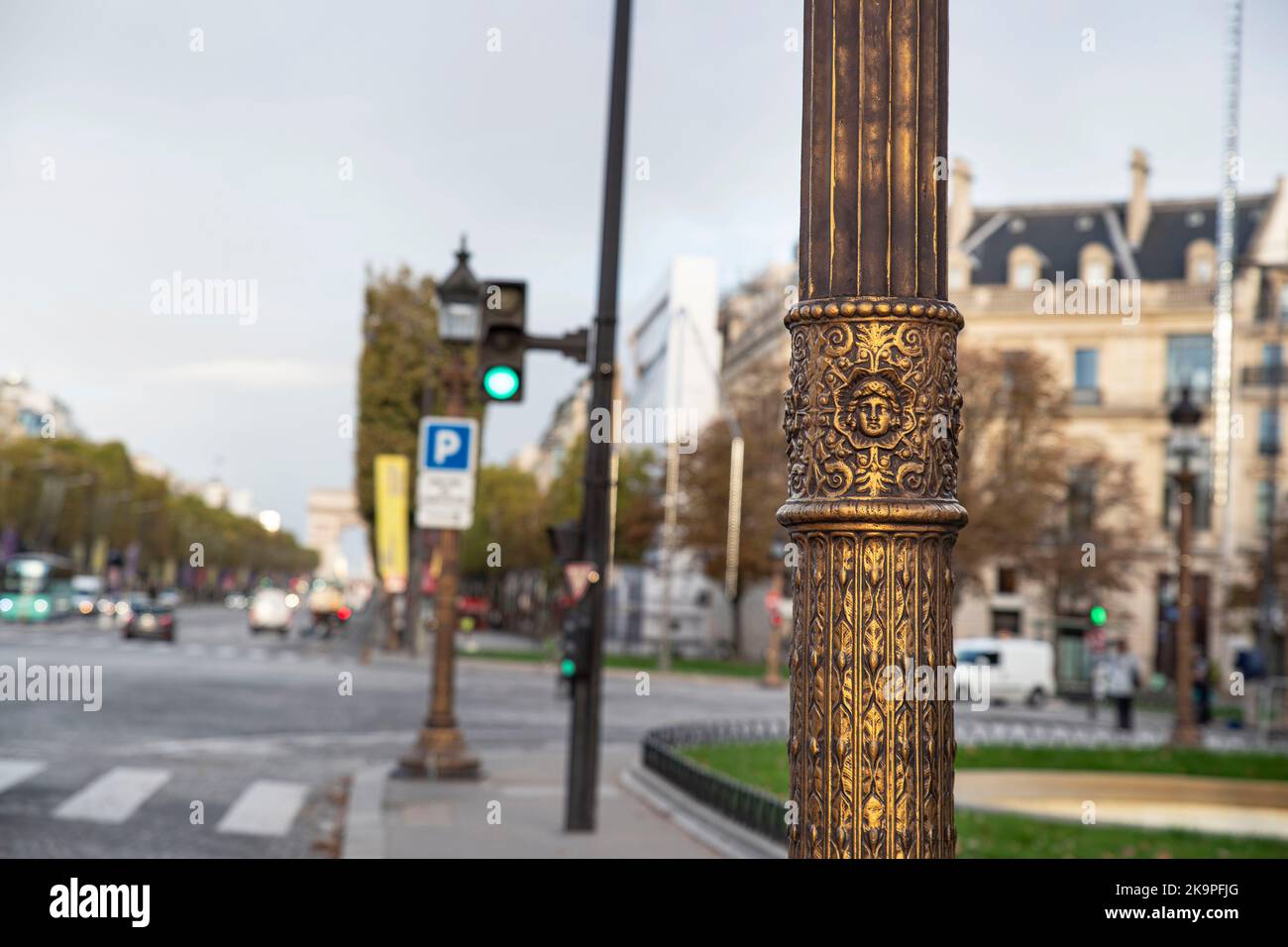 Detail of a street lamp post sculpture in the streets of Paris, France ...