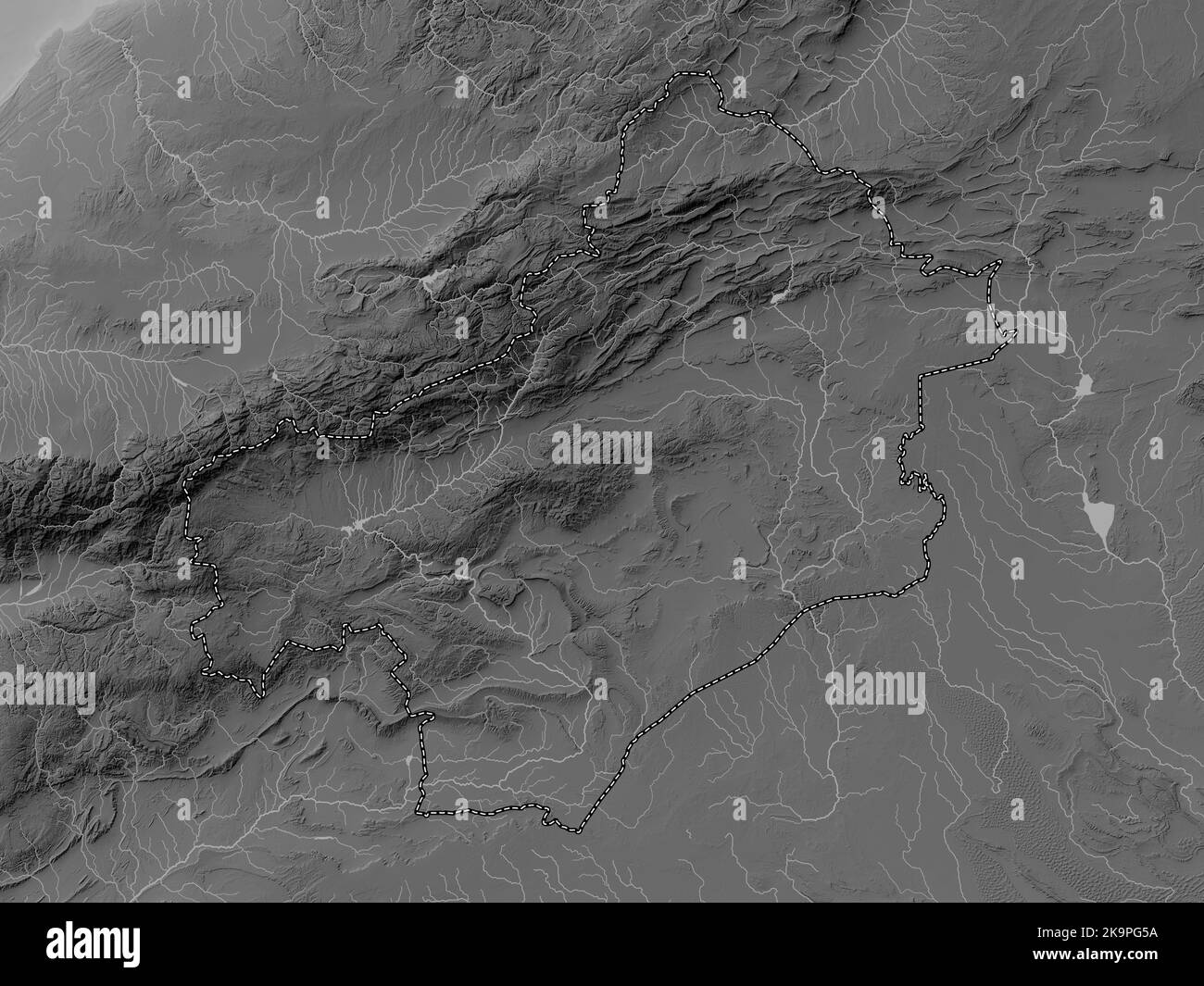 Draa-Tafilalet|Draa-Tafilalet, region of Morocco. Grayscale elevation ...