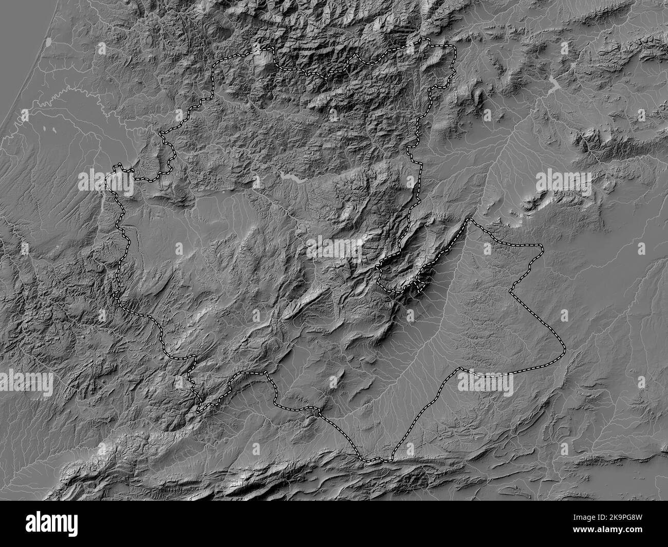 Fes-Meknes, region of Morocco. Bilevel elevation map with lakes and ...