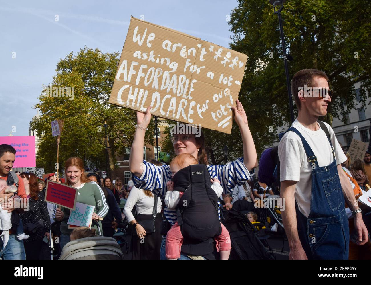 London, UK. 29th October 2022. Protesters in Whitehall. Parents and ...