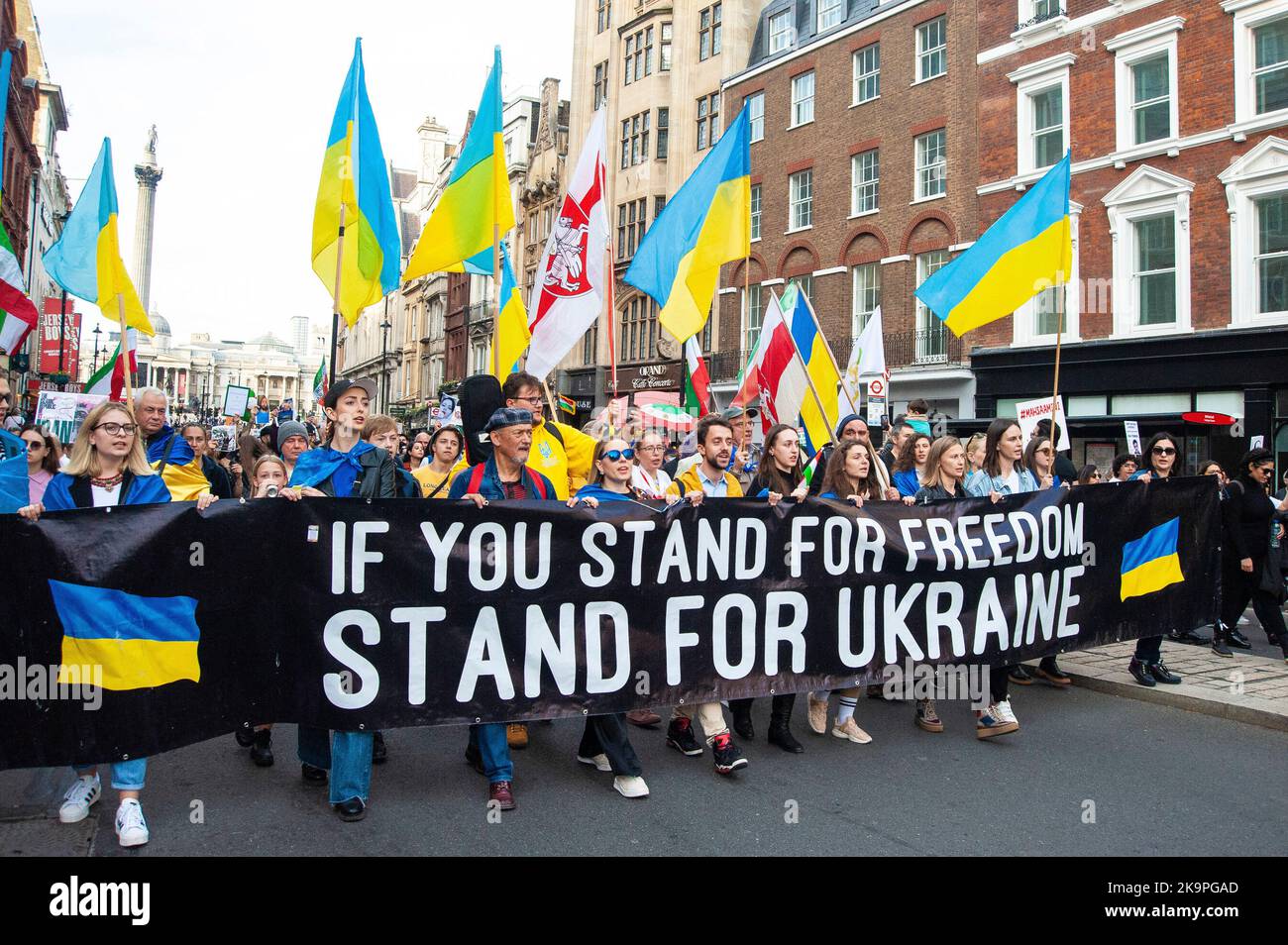 London, UK. 29th Oct, 2022. Joint Iran and Ukraine protest. Iranians ...