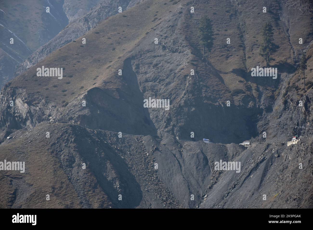 Peer Ki Gali, Kashmir, India. 29th Oct, 2022. Vehicles move along the ...