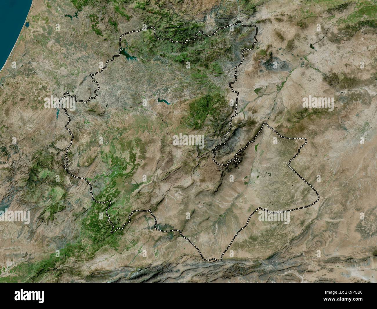 Fes-Meknes, region of Morocco. High resolution satellite map Stock ...