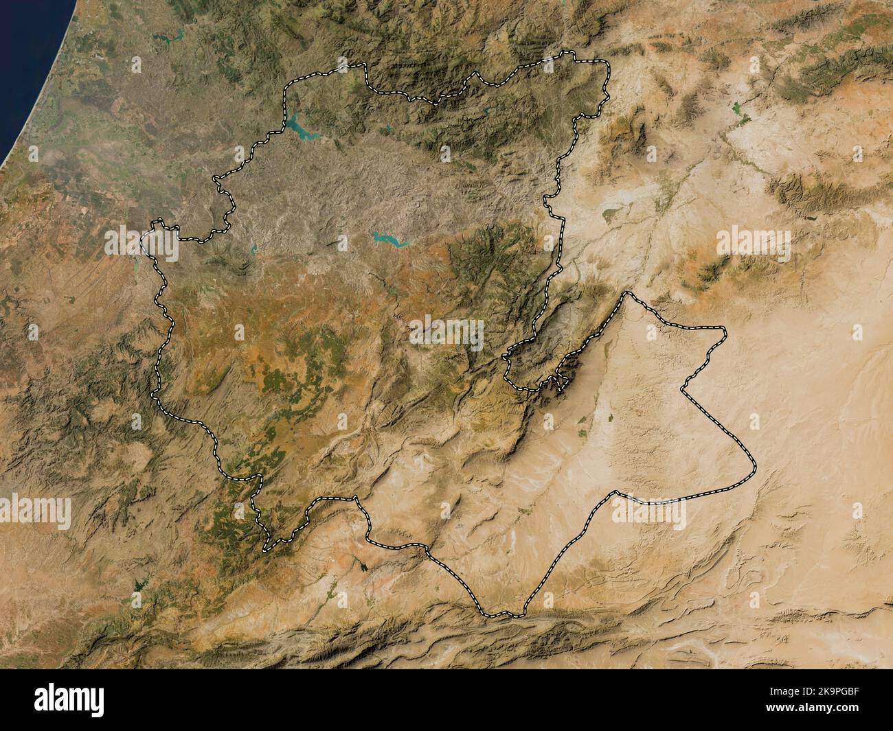Fes-Meknes, region of Morocco. Low resolution satellite map Stock Photo - Alamy