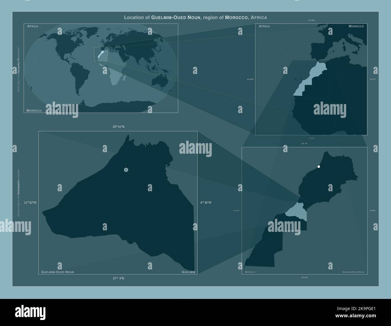 Guelmim-Oued Noun, region of Morocco. Diagram showing the location of ...