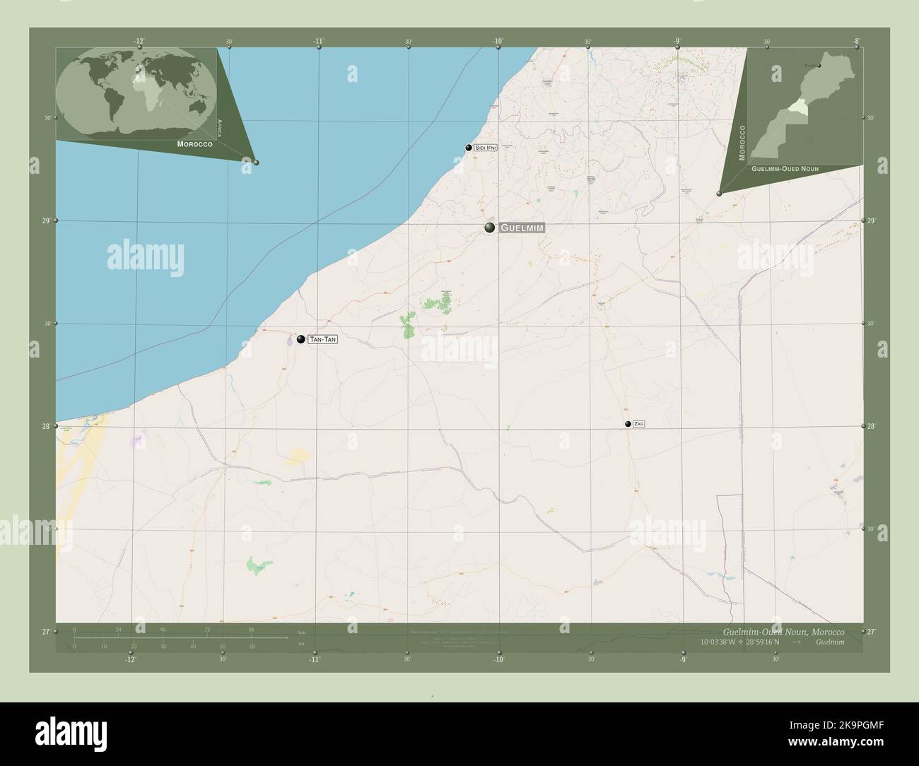 Guelmim-Oued Noun, region of Morocco. Open Street Map. Locations and ...