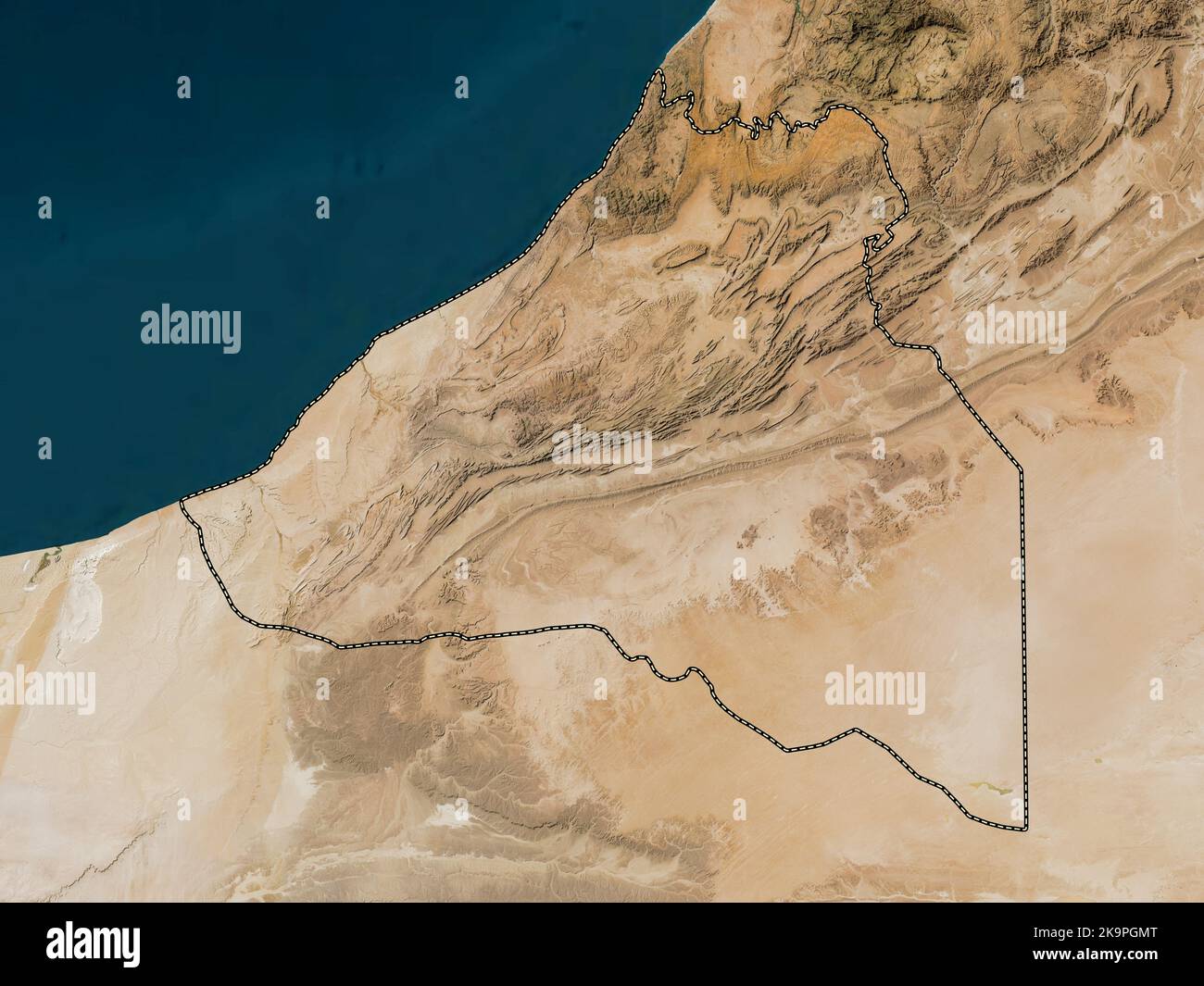 Guelmim-Oued Noun, region of Morocco. Low resolution satellite map ...