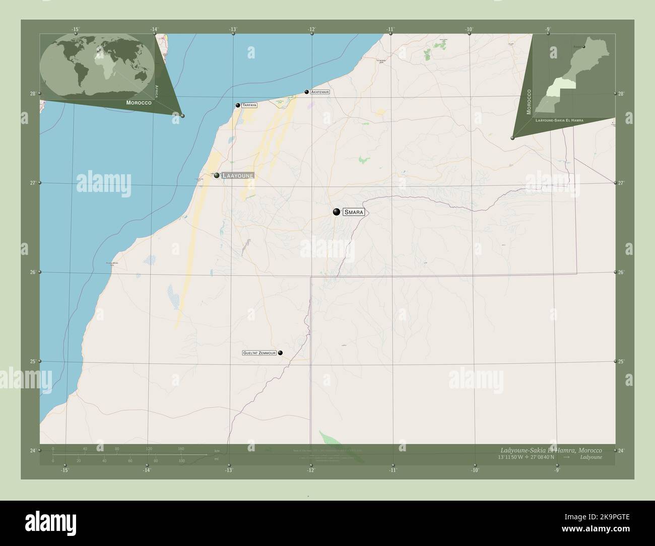 Laayoune-Sakia El Hamra, region of Morocco. Open Street Map. Locations ...