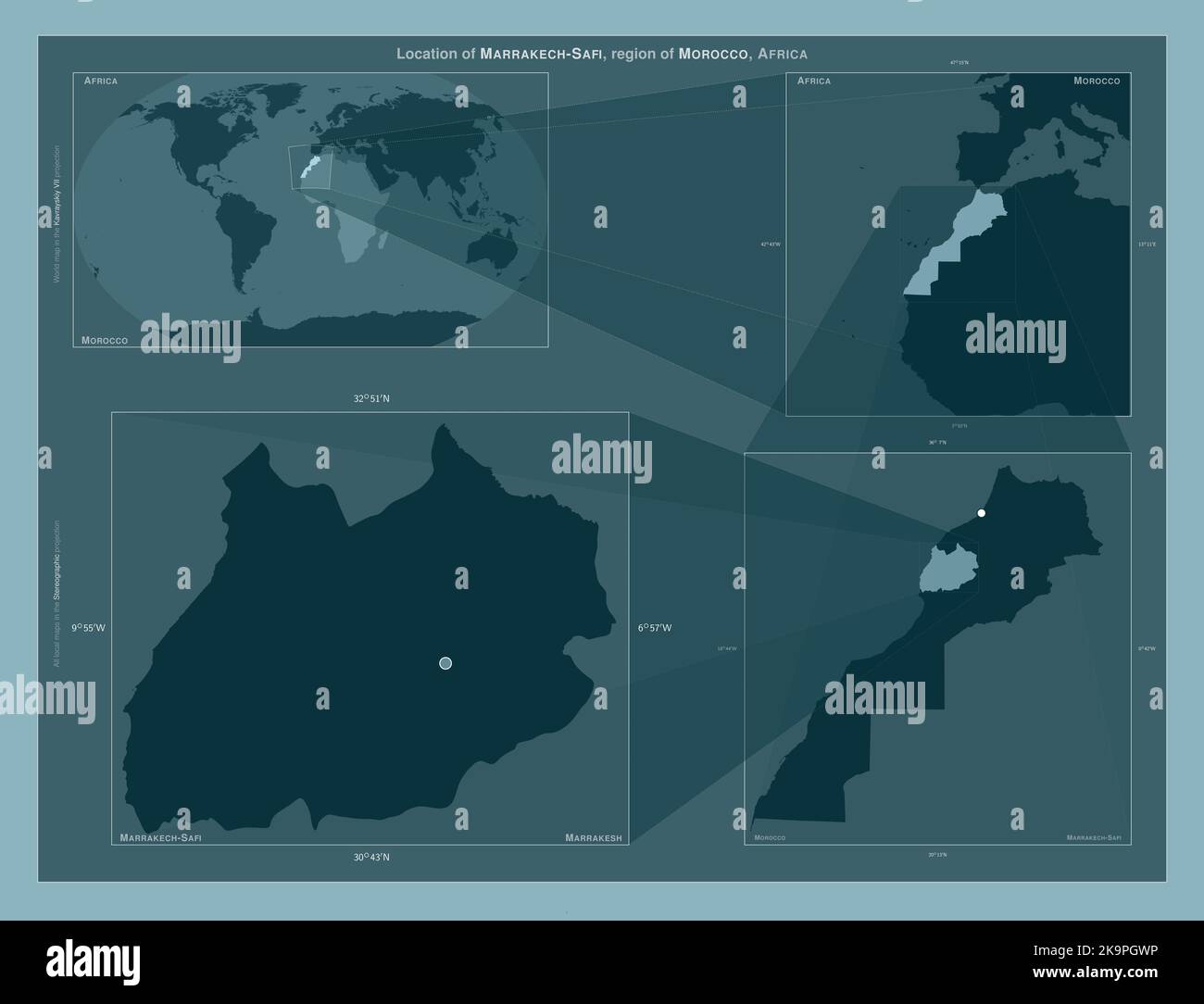 Marrakech-Safi, region of Morocco. Diagram showing the location of the ...