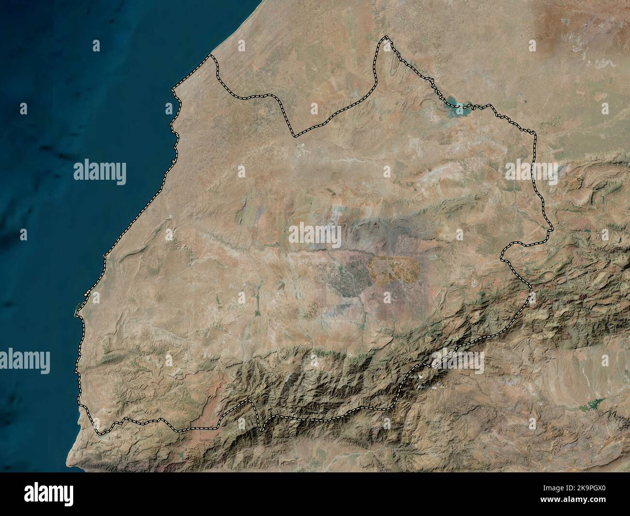 Marrakech-Safi, region of Morocco. High resolution satellite map Stock ...
