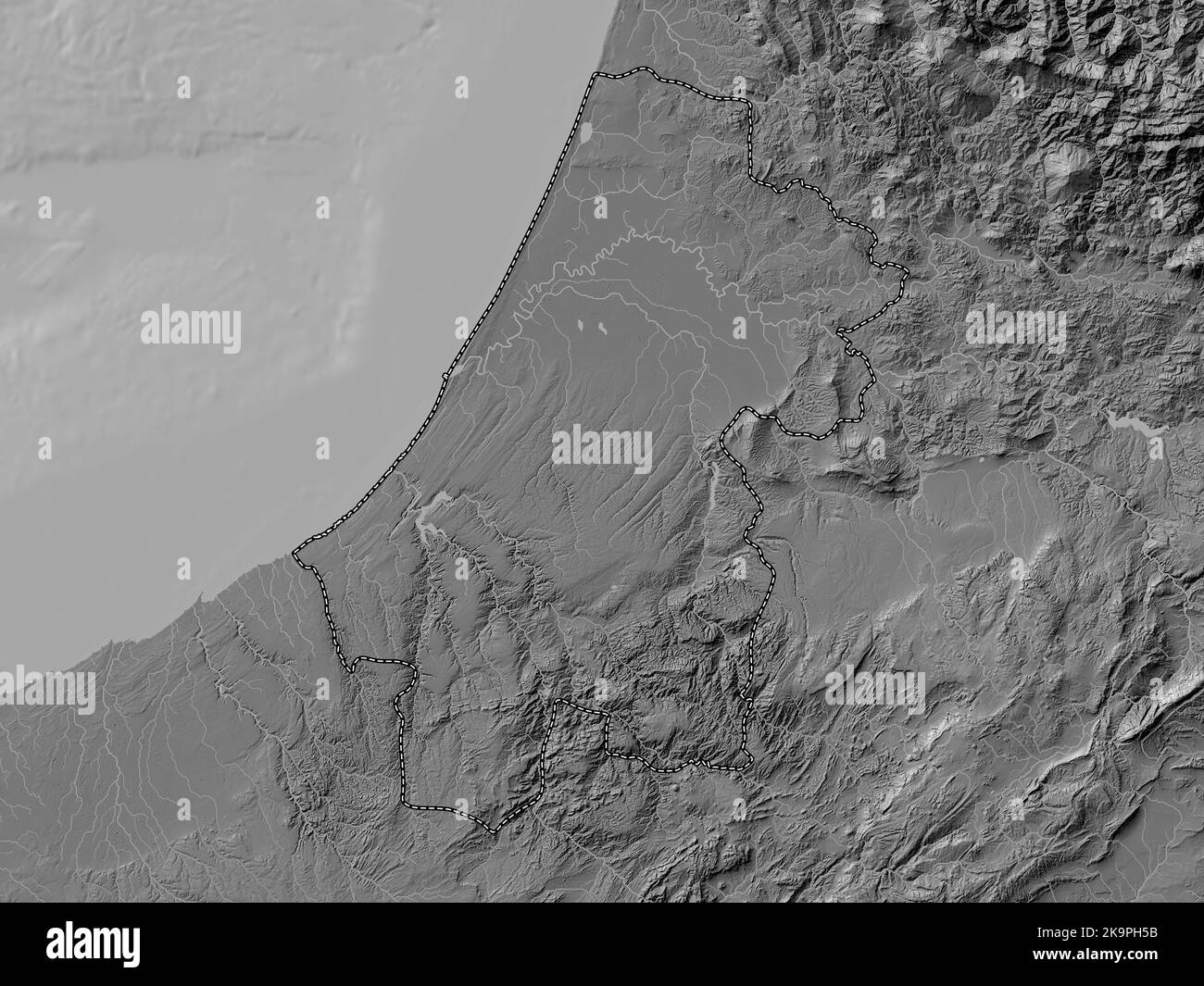 Rabat-Sale-Kenitra, region of Morocco. Bilevel elevation map with lakes ...